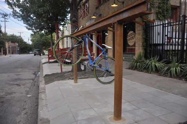Art Bike Rack Using Original 1903 Streetcar Rail in OC | Bike Friendly ...